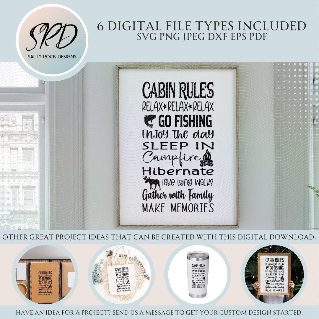 Cabin Rules SVG, SVG Files, Cricut, Silhouette, Cabin Svg, Cottage Svg ...