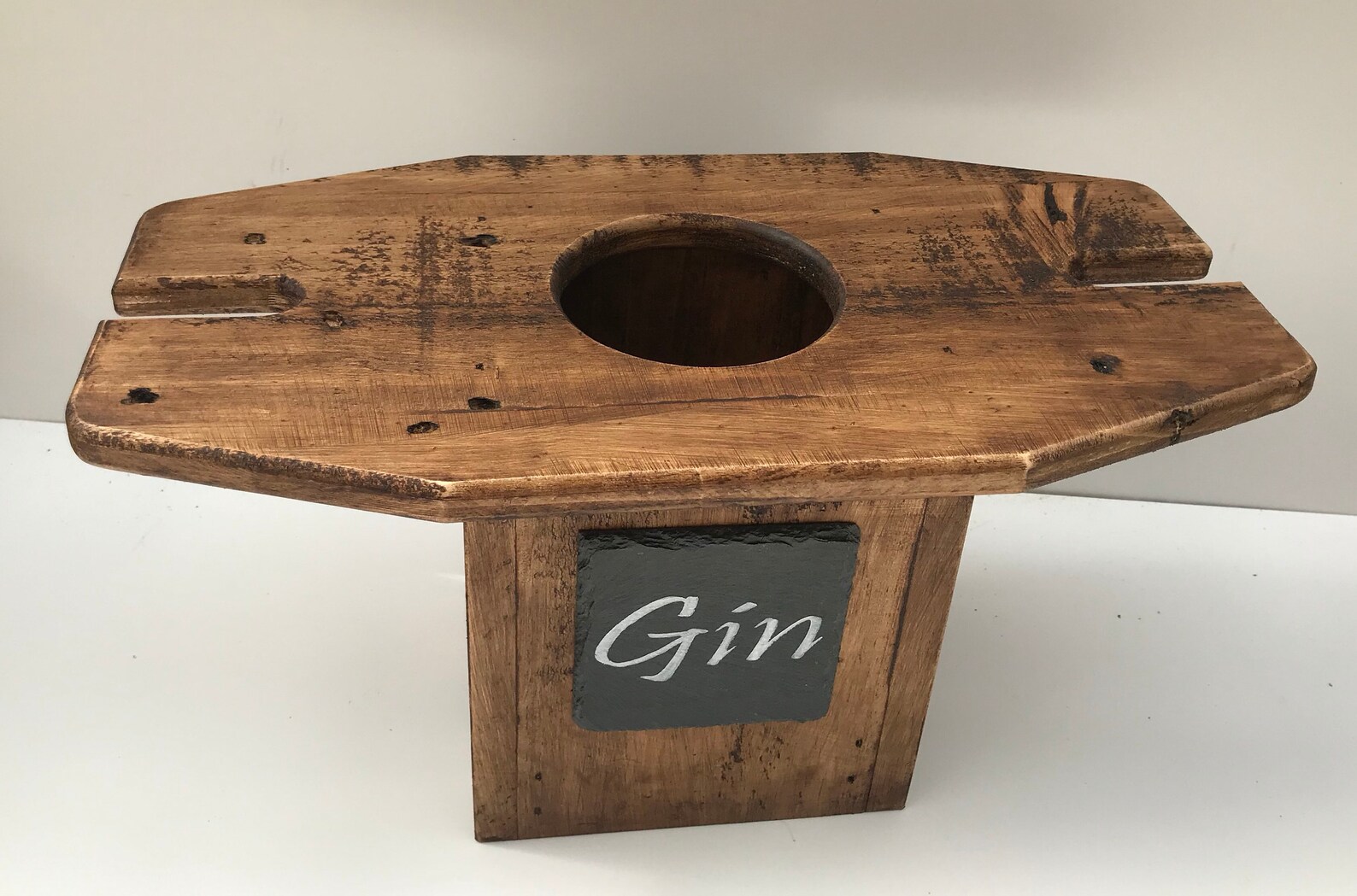 Table Top Gin Bar Solid Wood With Chalkboard Slate Personalised - Takes ...