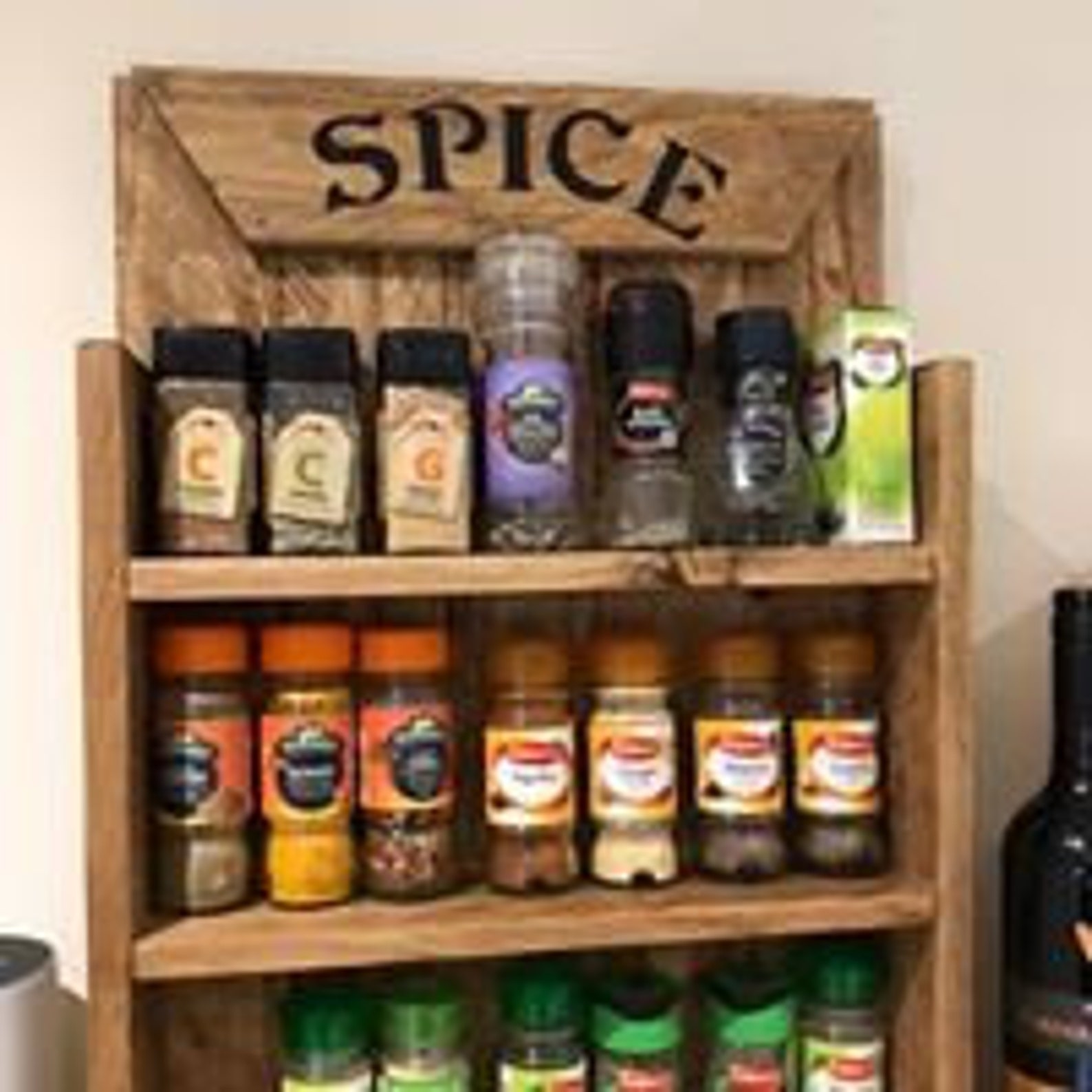 Rustic Wooden Spice Racks Handmade Bespoke From 100% Recycled Solid ...