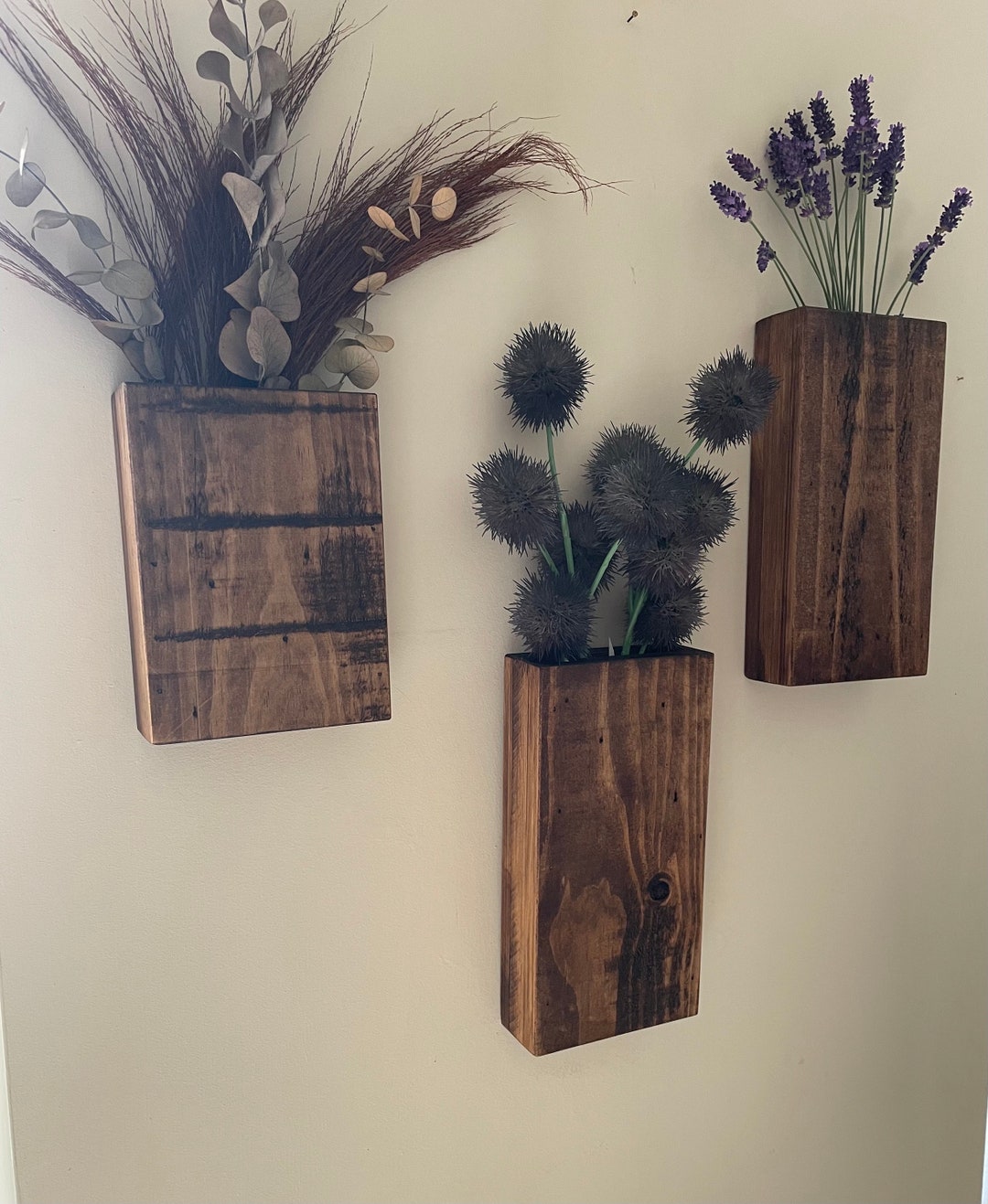 Rustic Wood Wall Pocket / Indoor Wall Planter / Wall Display for ...