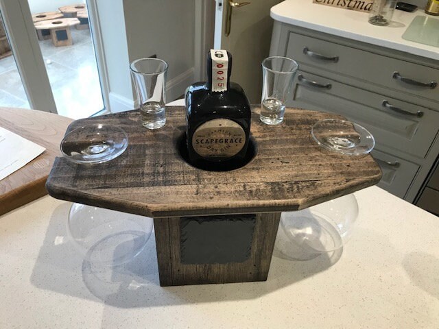 Table Top Gin Bar Solid Wood With Chalkboard Slate Personalised - Takes ...