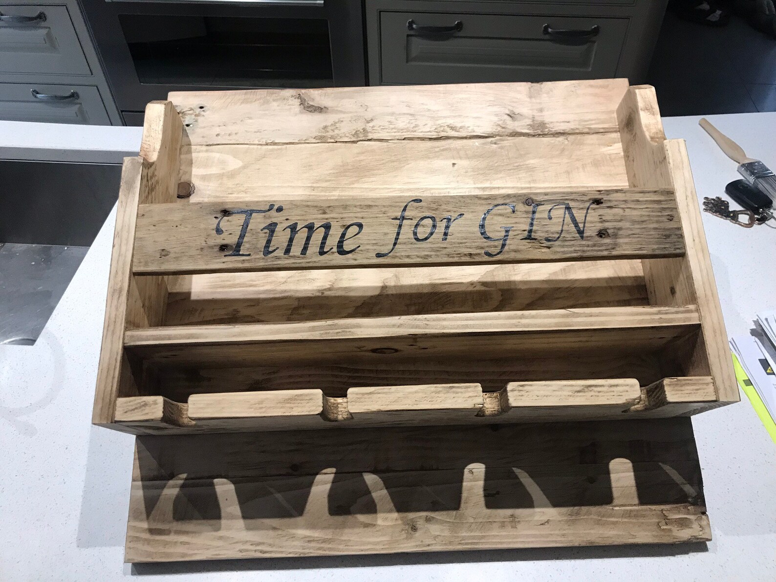 Rustic wooden Wine Gin rack wall mounted Rack Home Bar 4 | Etsy