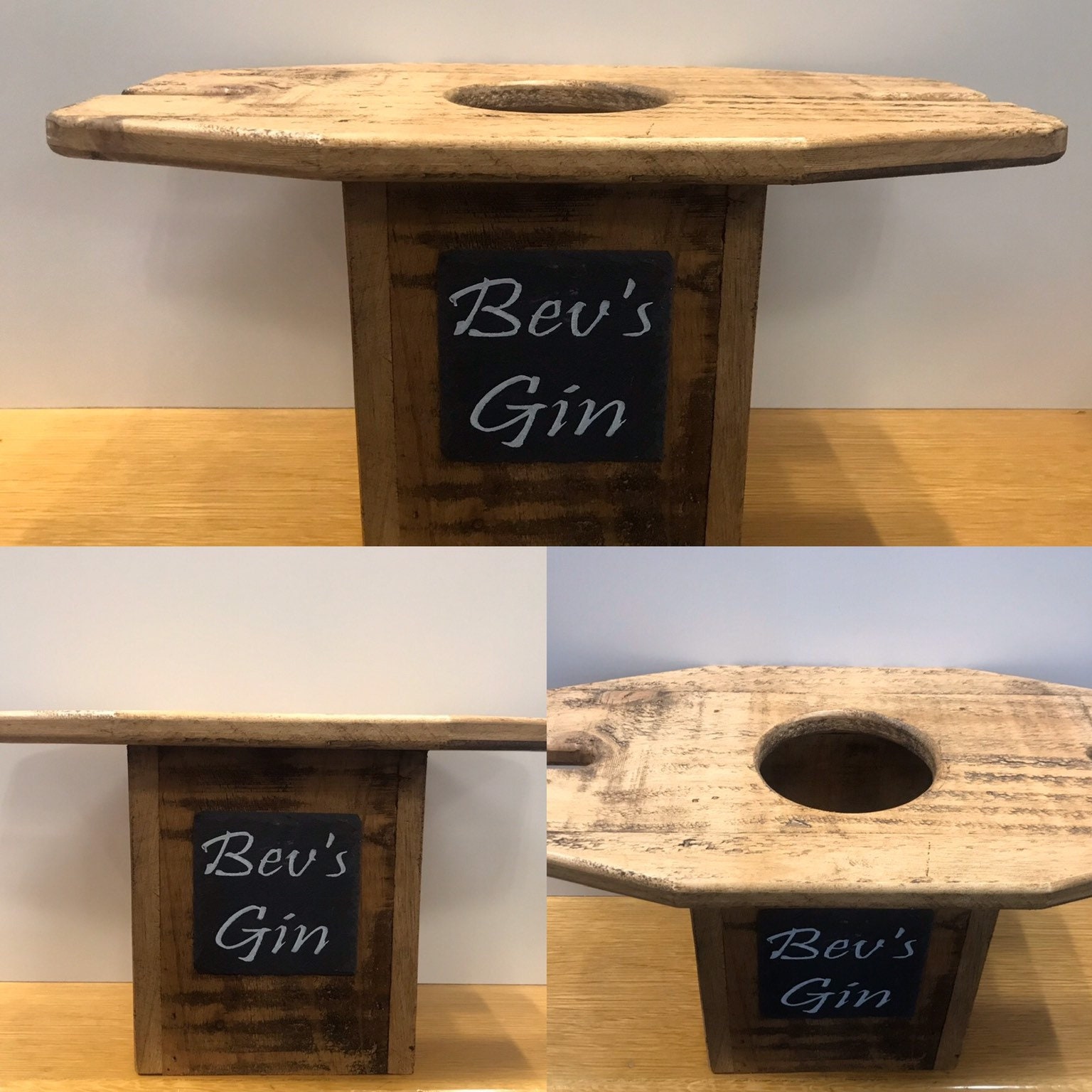 Table Top Gin Bar Solid Wood With Chalkboard Slate Personalised - Takes ...