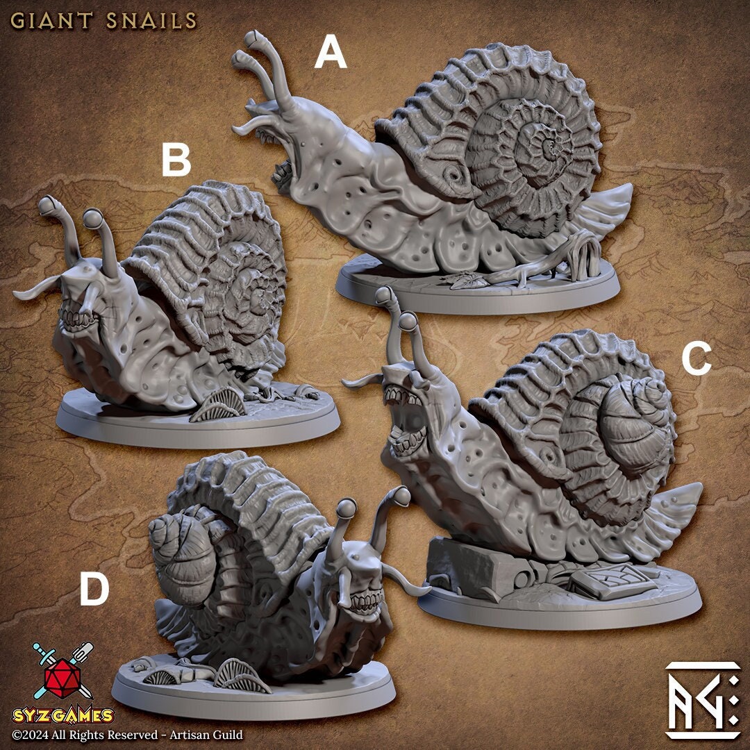 Giant Snails Fantasy Miniature Dnd Miniature RPG Tabletop Game Artisan Guild - Etsy