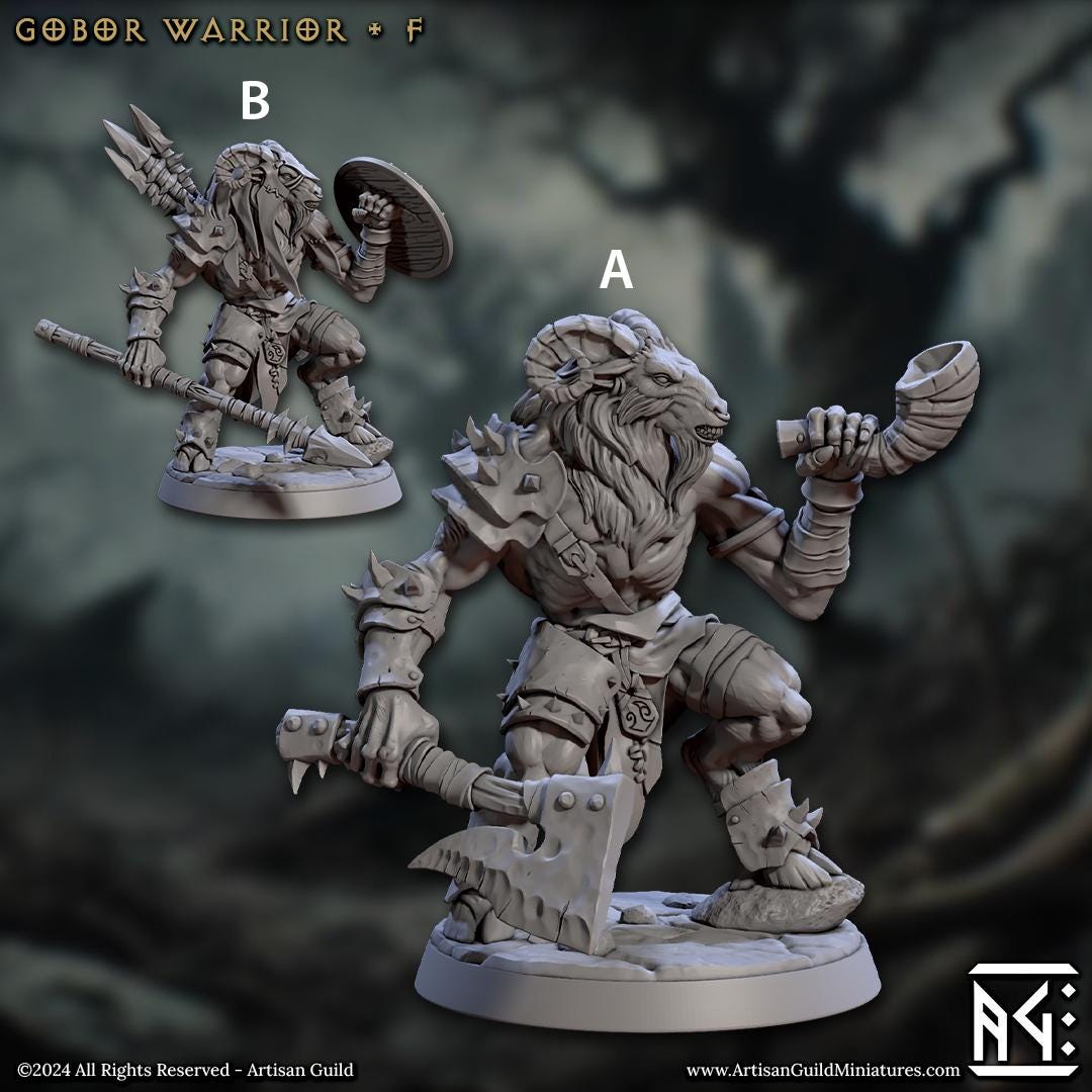 Gobor Warrior F Satyr Fighter Fantasy Miniature Dungeons and Dragons ...
