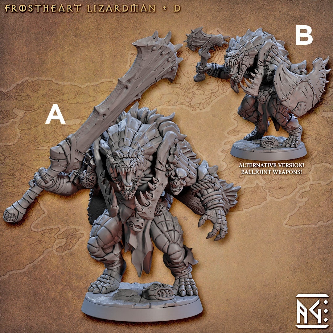 Frostheart Lizardman D | Fantasy Miniature | Dnd Miniature | RPG ...
