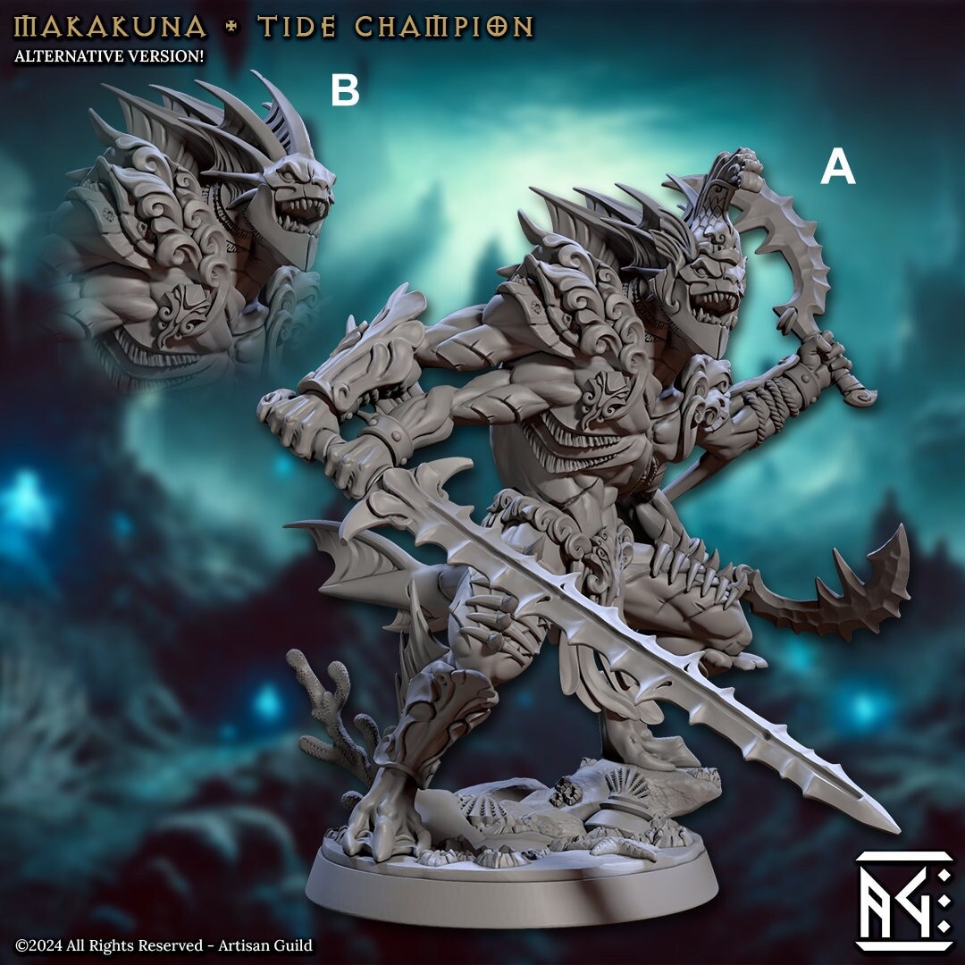 Makakuna Tide Champion Triton Fighter Fantasy Miniature Dungeons and ...