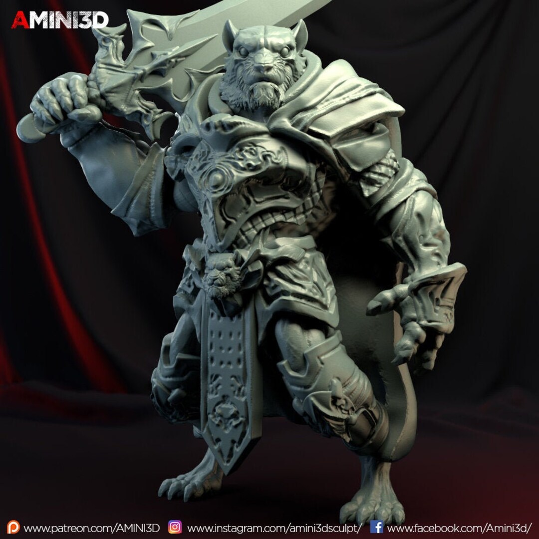 Tabaxi Paladin, Male | Fantasy Miniature | Dungeons and Dragons | Dnd ...
