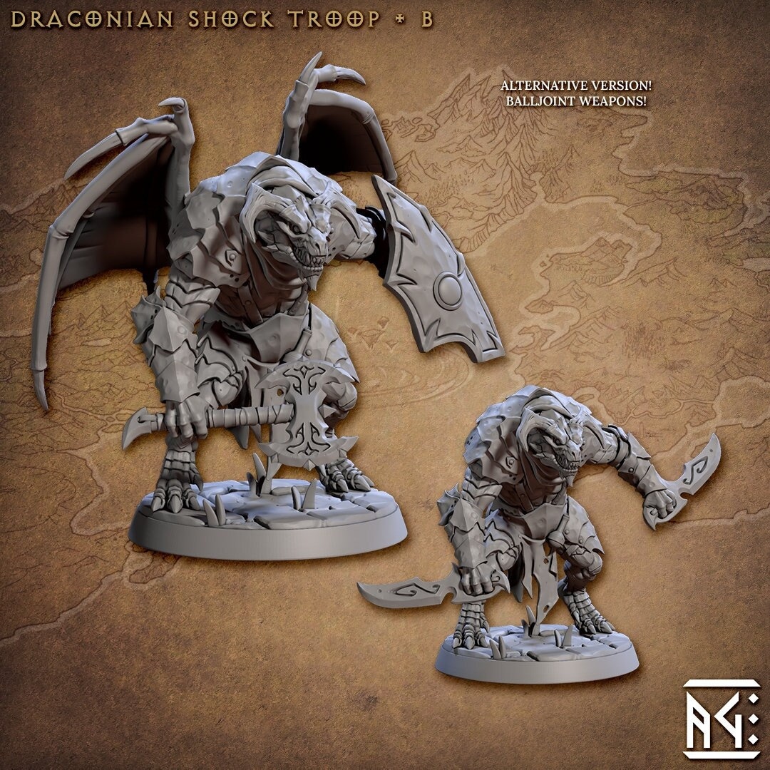 Draconian Shock Troop B | Fantasy Miniature | Dnd Miniature | RPG ...