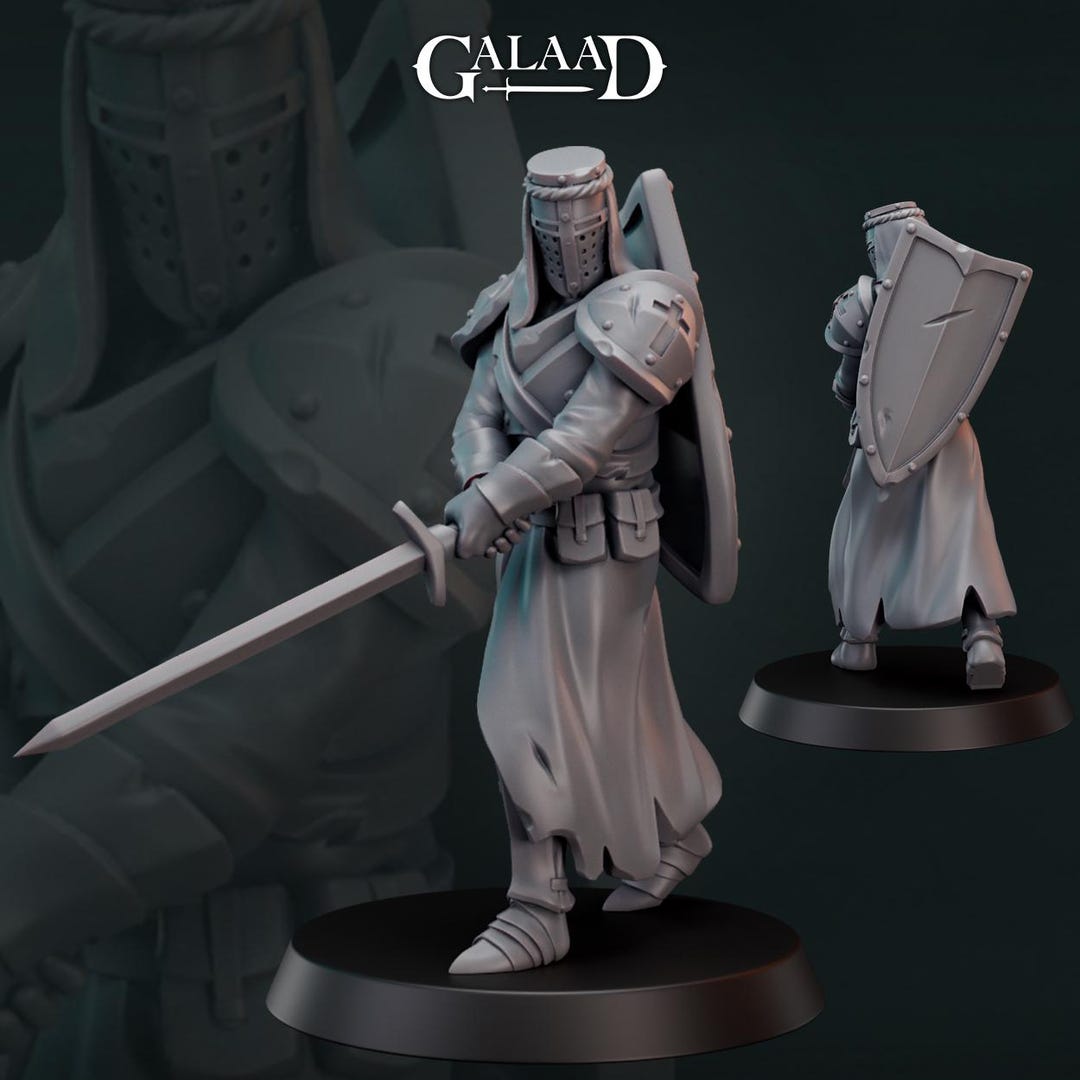 Knight Templar-03 Fantasy Miniature Dungeons and Dragons Mini RPG ...