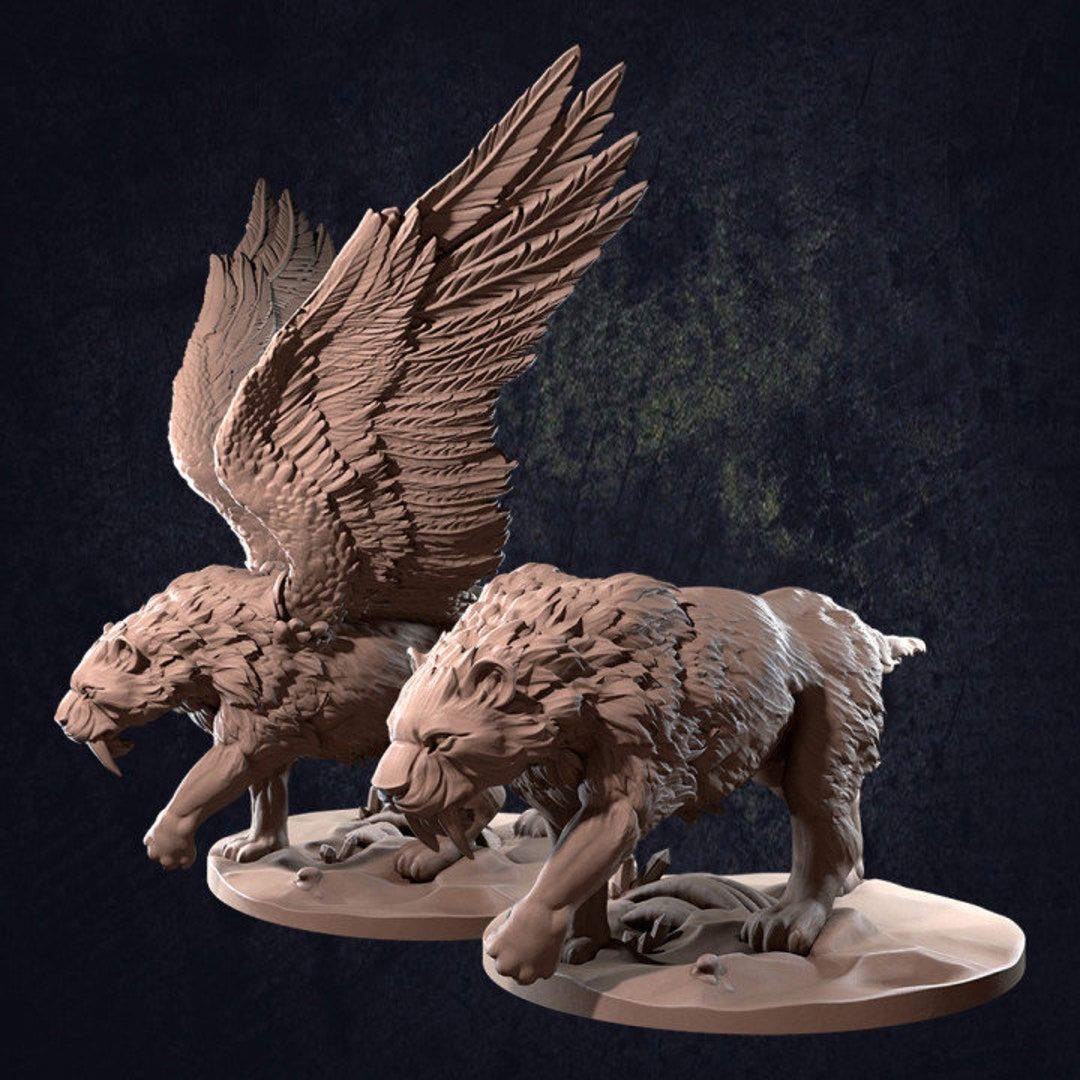 Felidont and Saber Toothed Tiger 32mm 54mm 75mm Fantasy Miniature Dnd ...