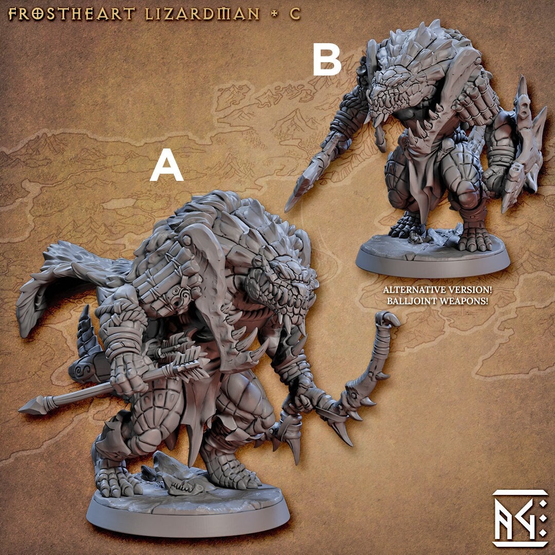 Frostheart Lizardman C | Fantasy Miniature | Dnd Miniature | RPG ...
