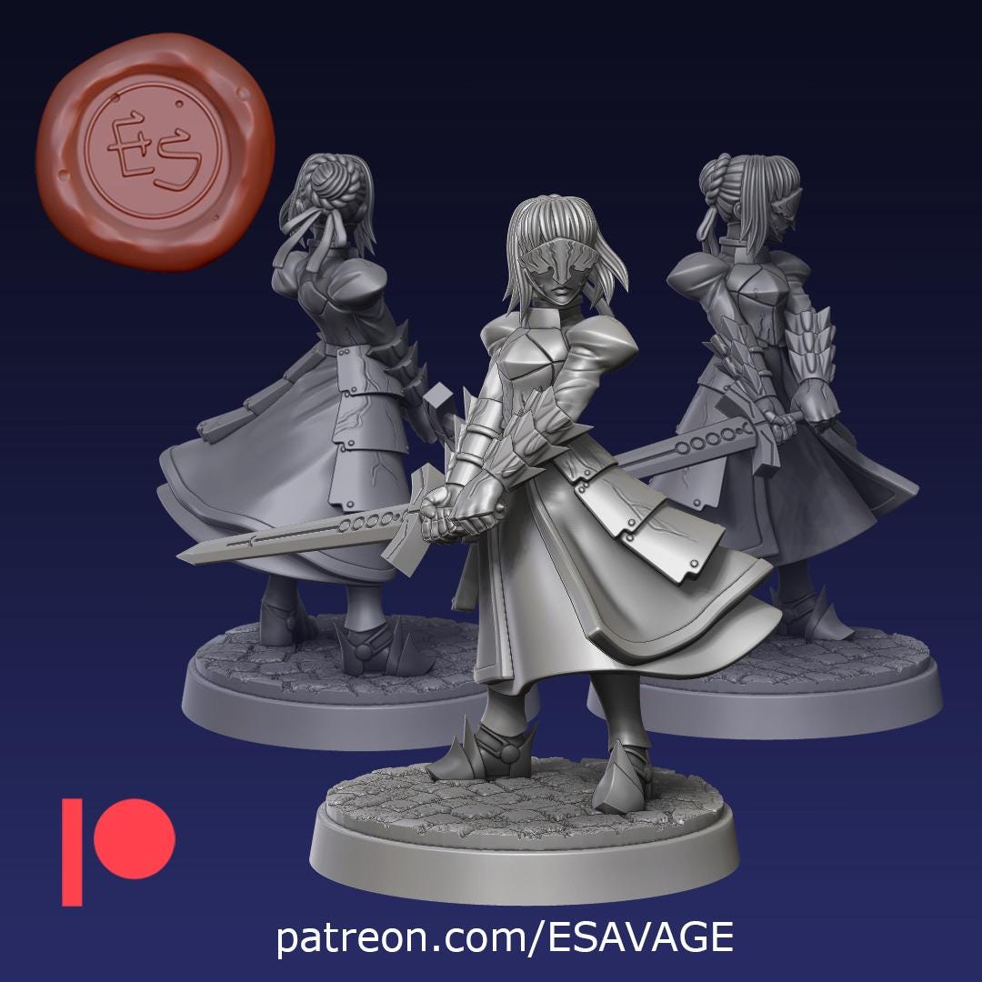 Dark Saber Human Knight Fantasy Miniature Dungeons and Dragons Mini RPG ...