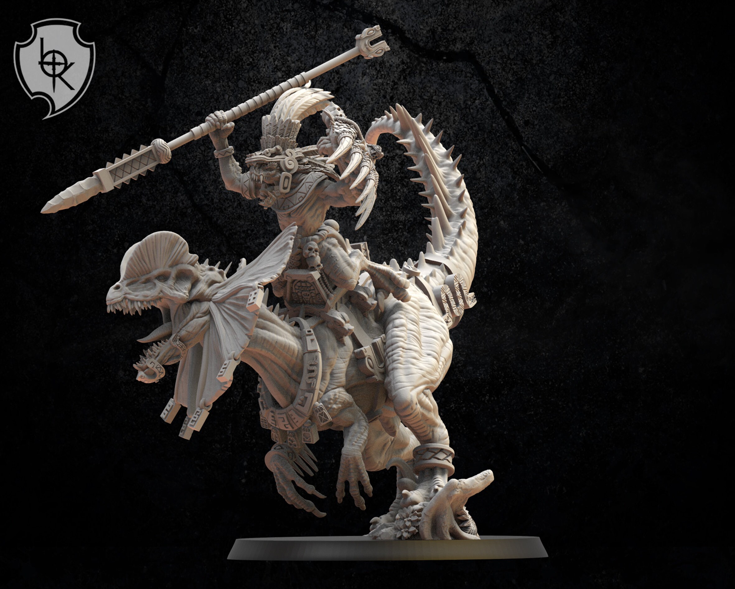 Saurian General on Dilophosaurus | Fantasy Miniature | Dungeons and ...