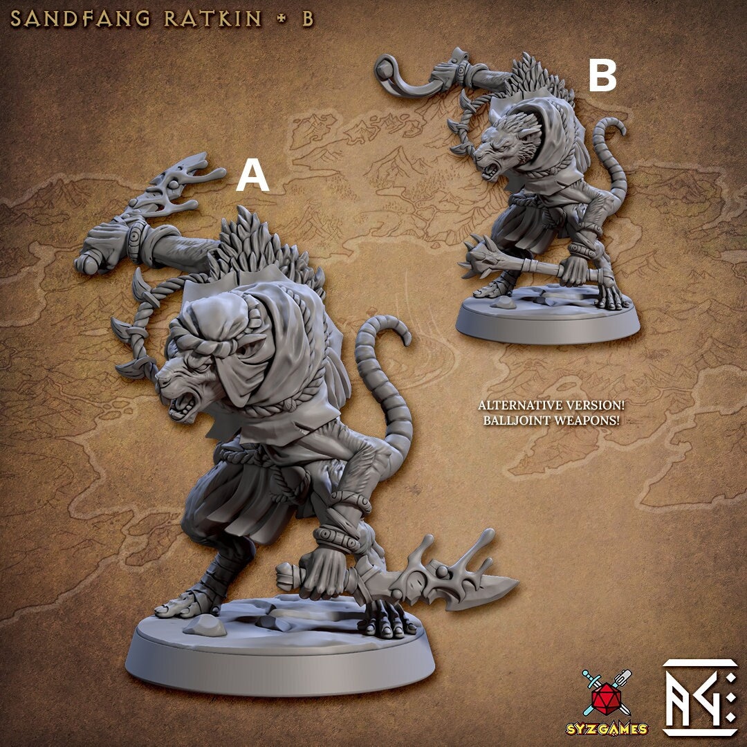 Sandfang Ratkin B | Fantasy Miniature | Dnd Miniature | RPG | Tabletop ...