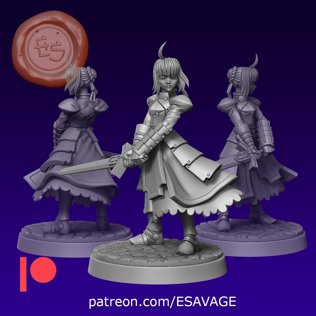 Saber Human Knight Fantasy Miniature Dungeons and Dragons Mini RPG ...