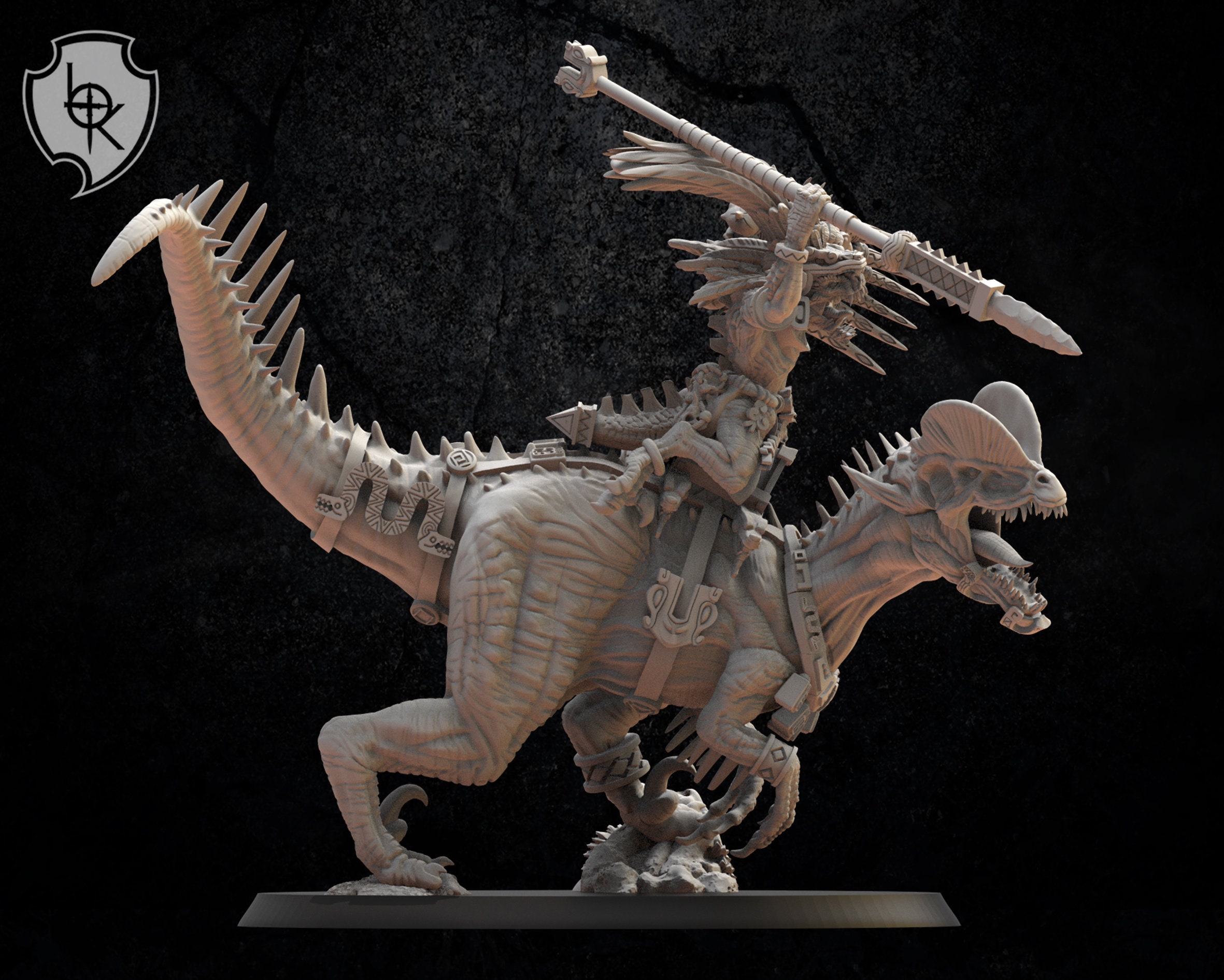 Saurian General on Dilophosaurus | Fantasy Miniature | Dungeons and ...