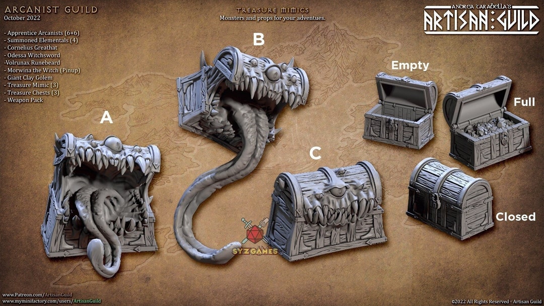 Treasures Chests and Mimics | Fantasy Miniature | Dnd Miniature | RPG ...