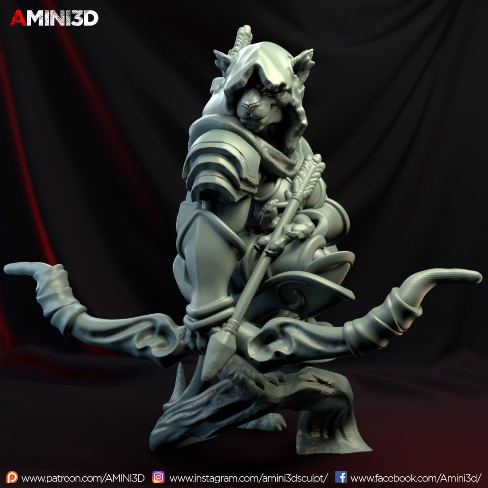 Tabaxi Ranger, Female Fantasy Miniature Dungeons and Dragons Mini RPG ...