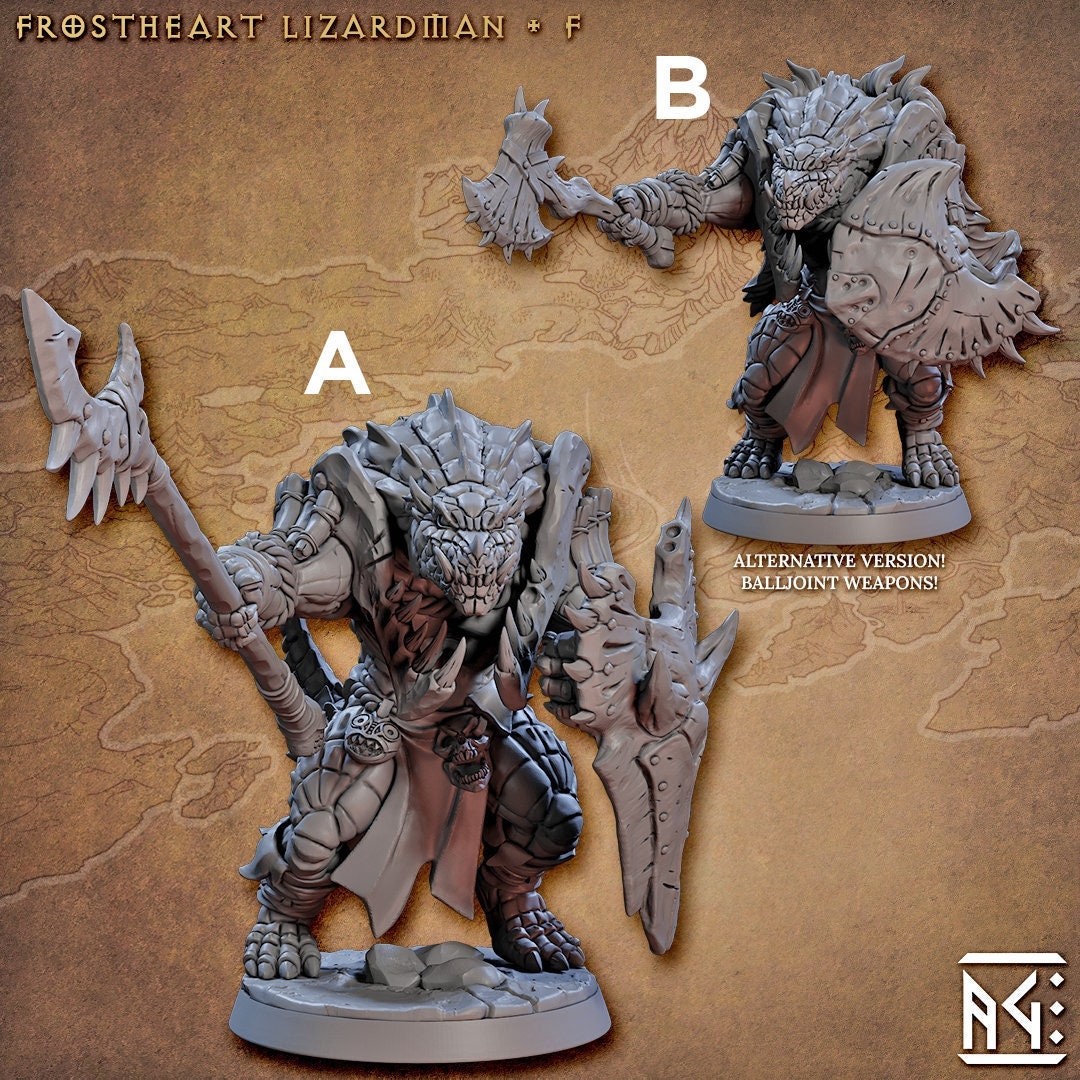 Frostheart Lizardman F | Fantasy Miniature | Dnd Miniature | RPG ...