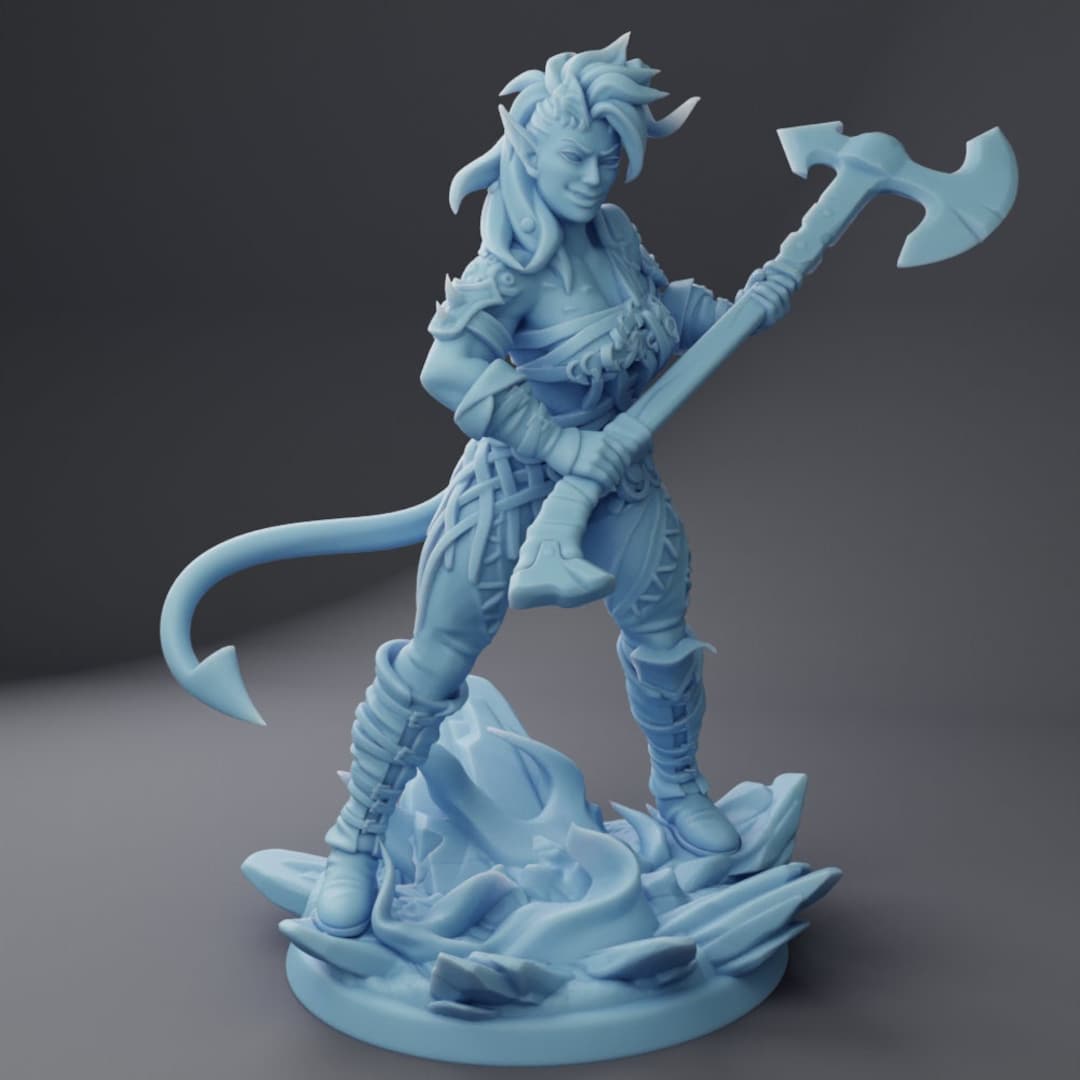 Charla the Tiefling Barbarian Fantasy Resin Miniature Dnd Miniature ...