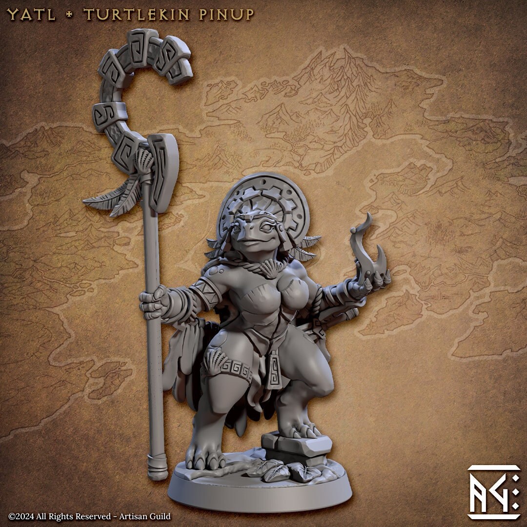 Yatl, Turtlekin Pinup Fantasy Miniature Dnd Miniature RPG Tabletop Game ...