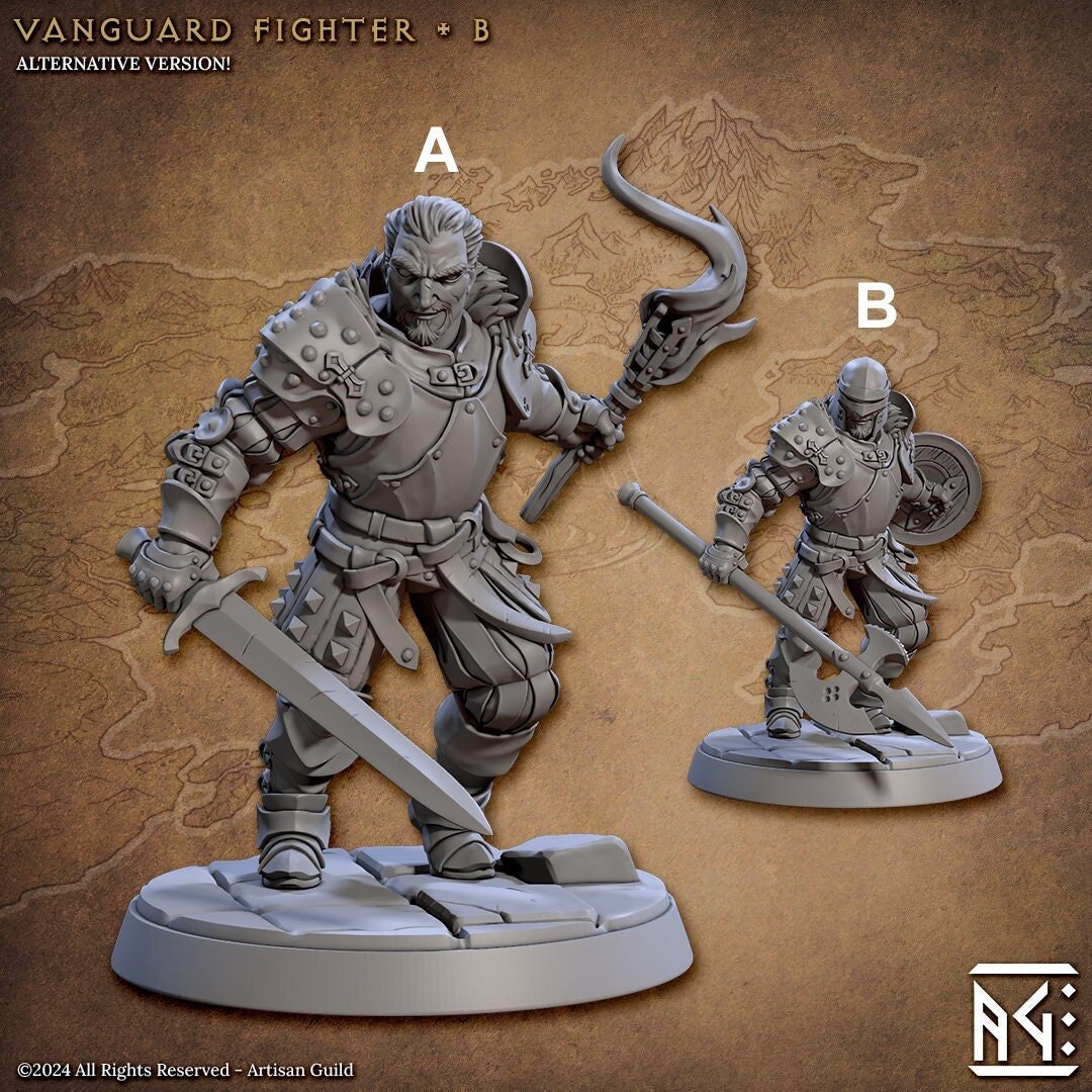 Vanguard Fighter-b Fantasy Miniature Dungeons and Dragons Mini RPG ...