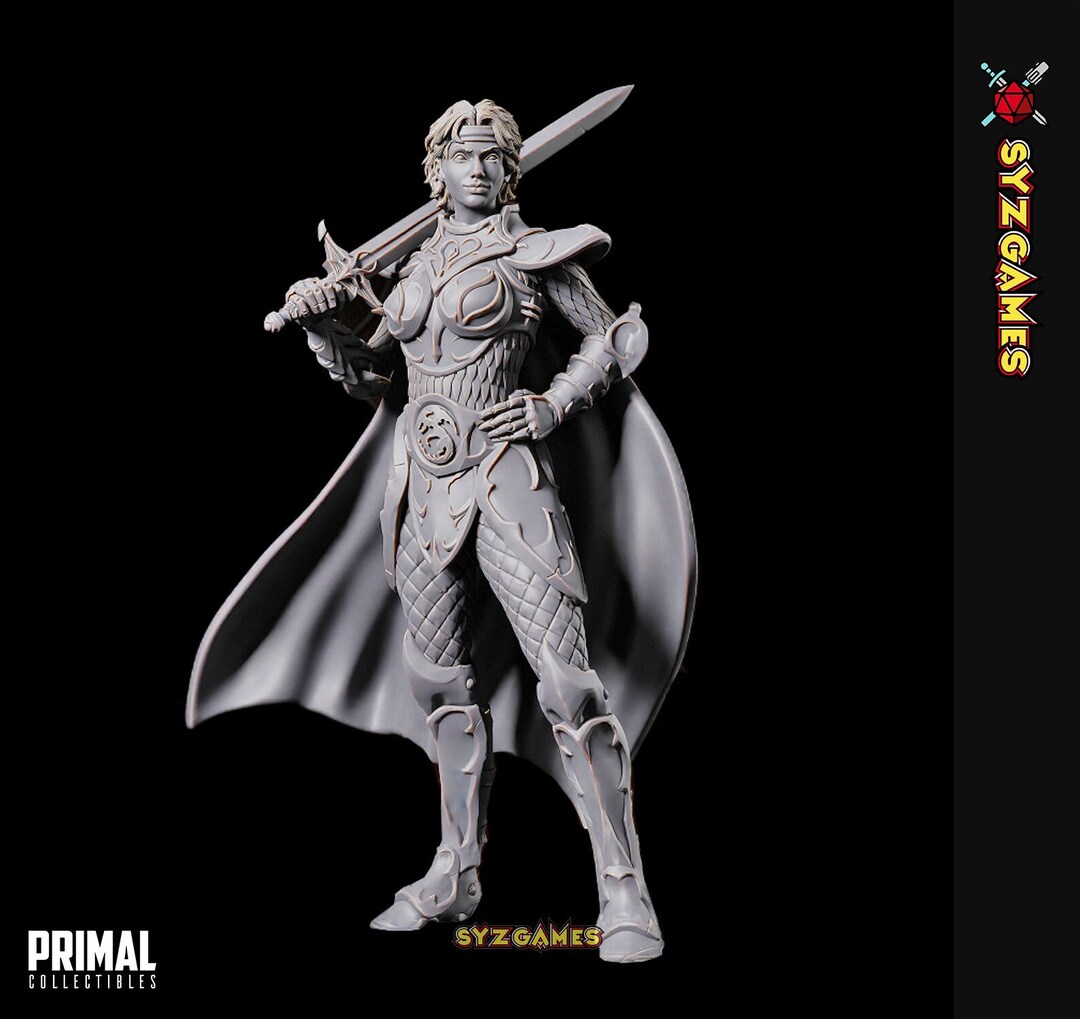 The Azure Commander - Female Dragon Rider Miniature | 32mm 54mm 75mm ...