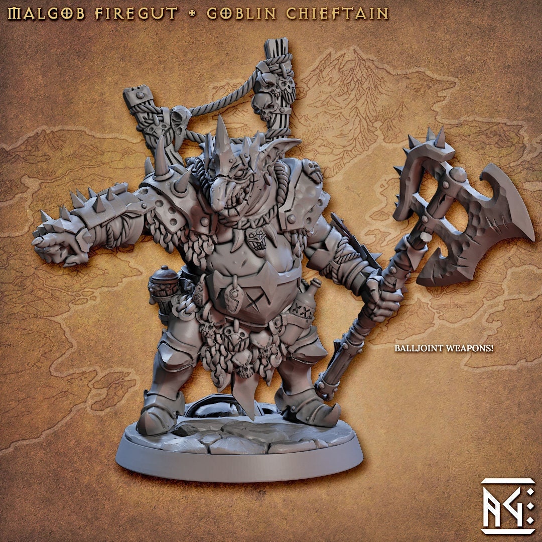 Malgob Firegut Goblin Chieftain Fantasy Miniature Dnd Miniature RPG ...