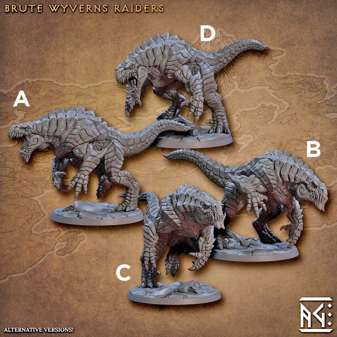 Brute Wyvern Riders Fantasy Miniature Dnd Miniature RPG Tabletop Game ...
