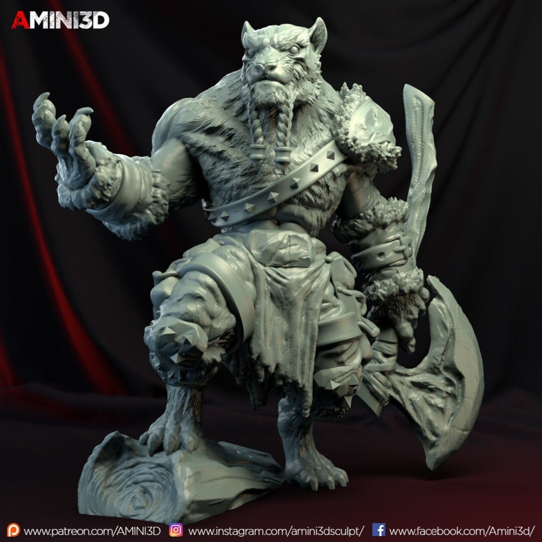 Tabaxi Barbarian, Male | Fantasy Miniature | Dungeons and Dragons | Dnd ...