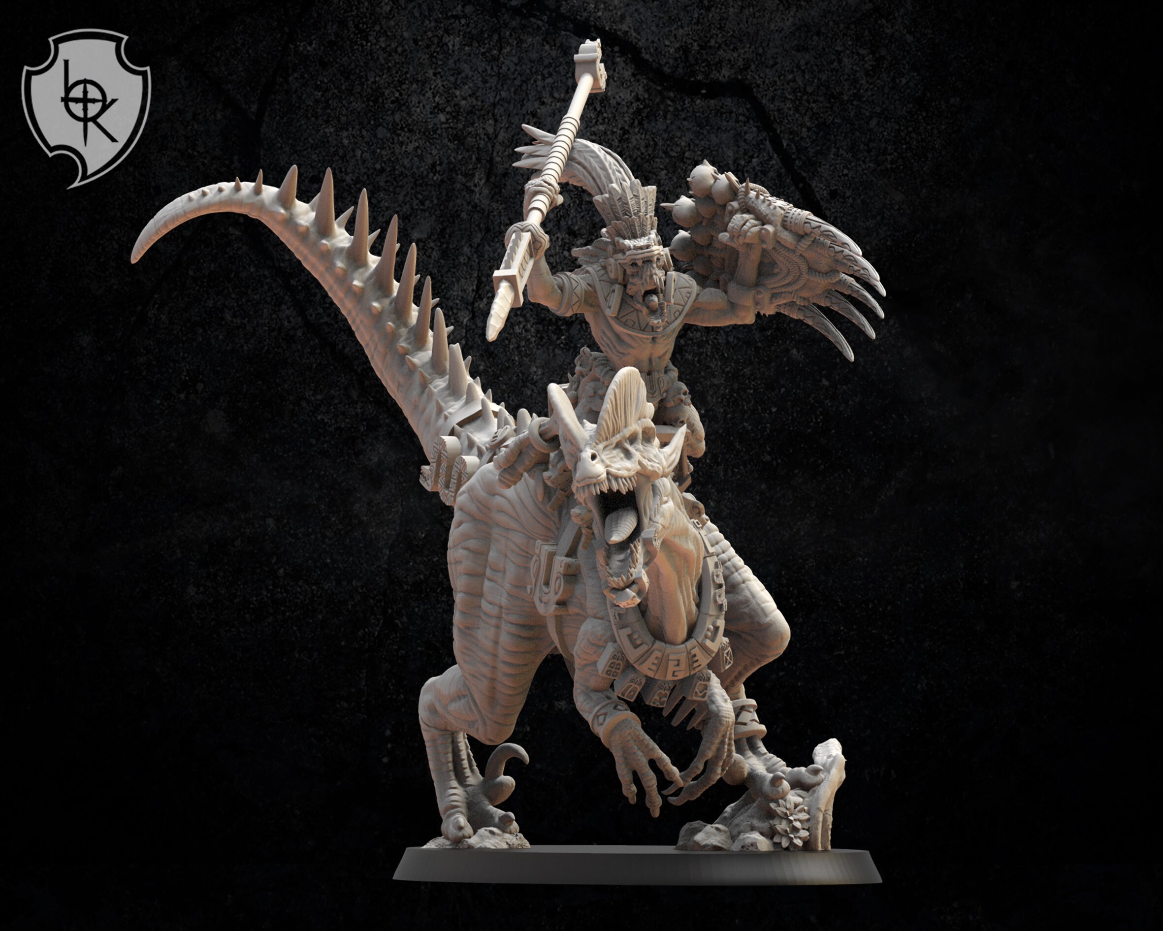 Saurian General on Dilophosaurus | Fantasy Miniature | Dungeons and ...