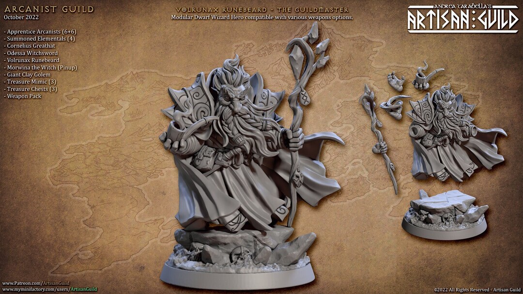 Volrunax Runebeard the Guildmaster Fantasy Miniature Dnd Miniature RPG ...