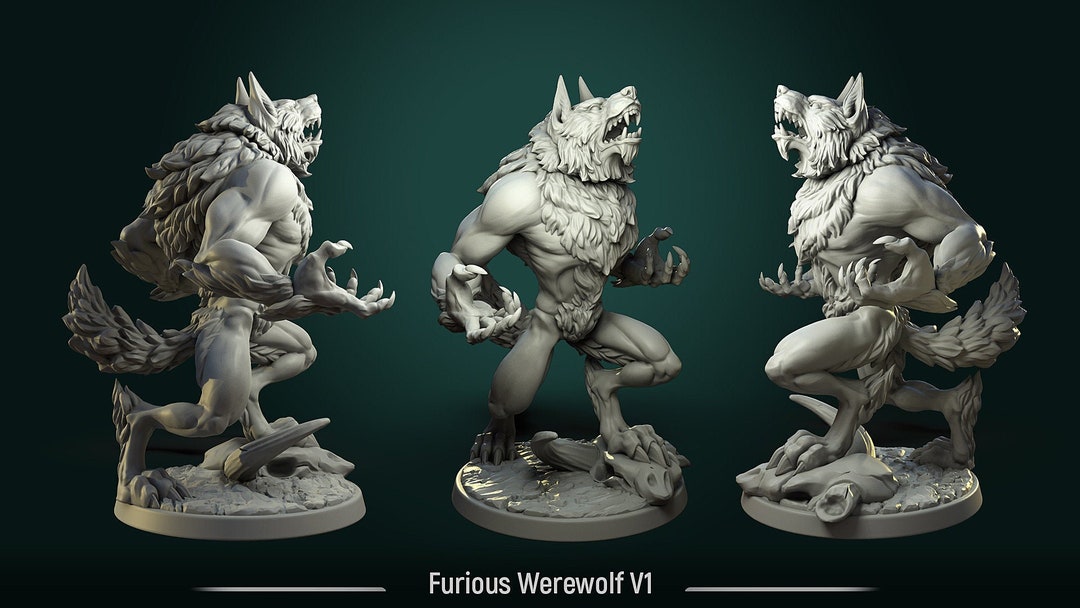 Werewolf Furious | 32 or 28mm Fantasy Resin Miniature | Dnd Miniature ...