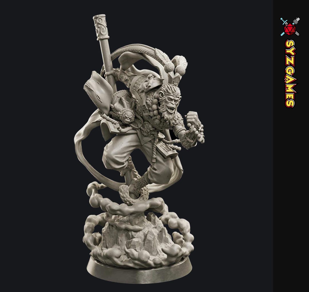 Wukong Monk Fantasy Miniature Dungeons and Dragons Mini RPG Tabletop ...