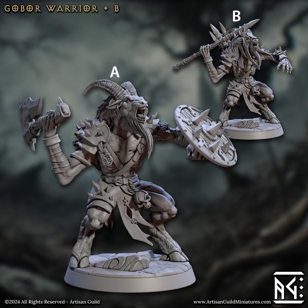 Gobor Warrior B Satyr Fighter Fantasy Miniature Dungeons and Dragons ...