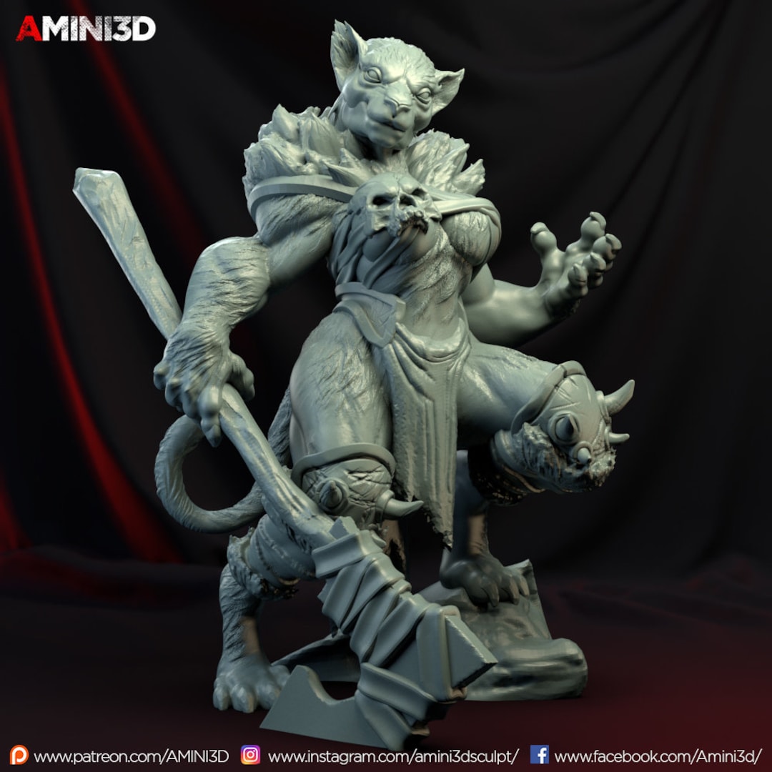 Tabaxi Barbarian, Female | Fantasy Miniature | Dungeons and Dragons ...