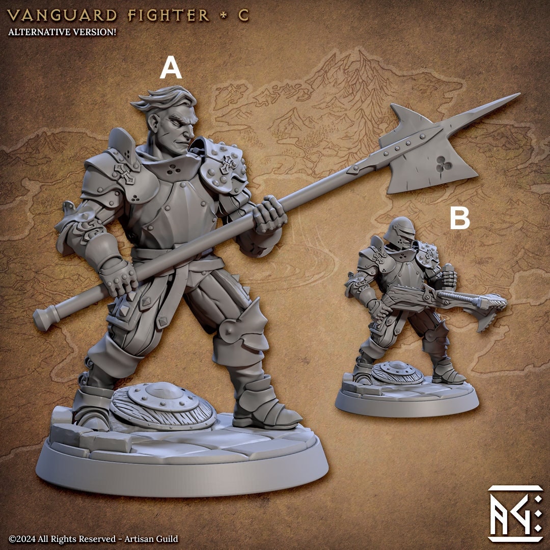 Vanguard Fighter-c Fantasy Miniature Dungeons and Dragons Mini RPG ...