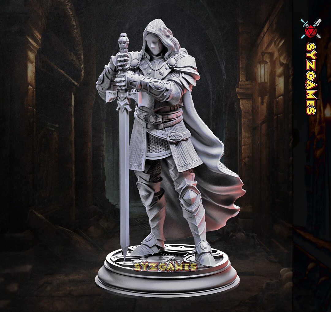 Faceless Knight-visage Fantasy Miniature Dungeons and Dragons Miniature ...