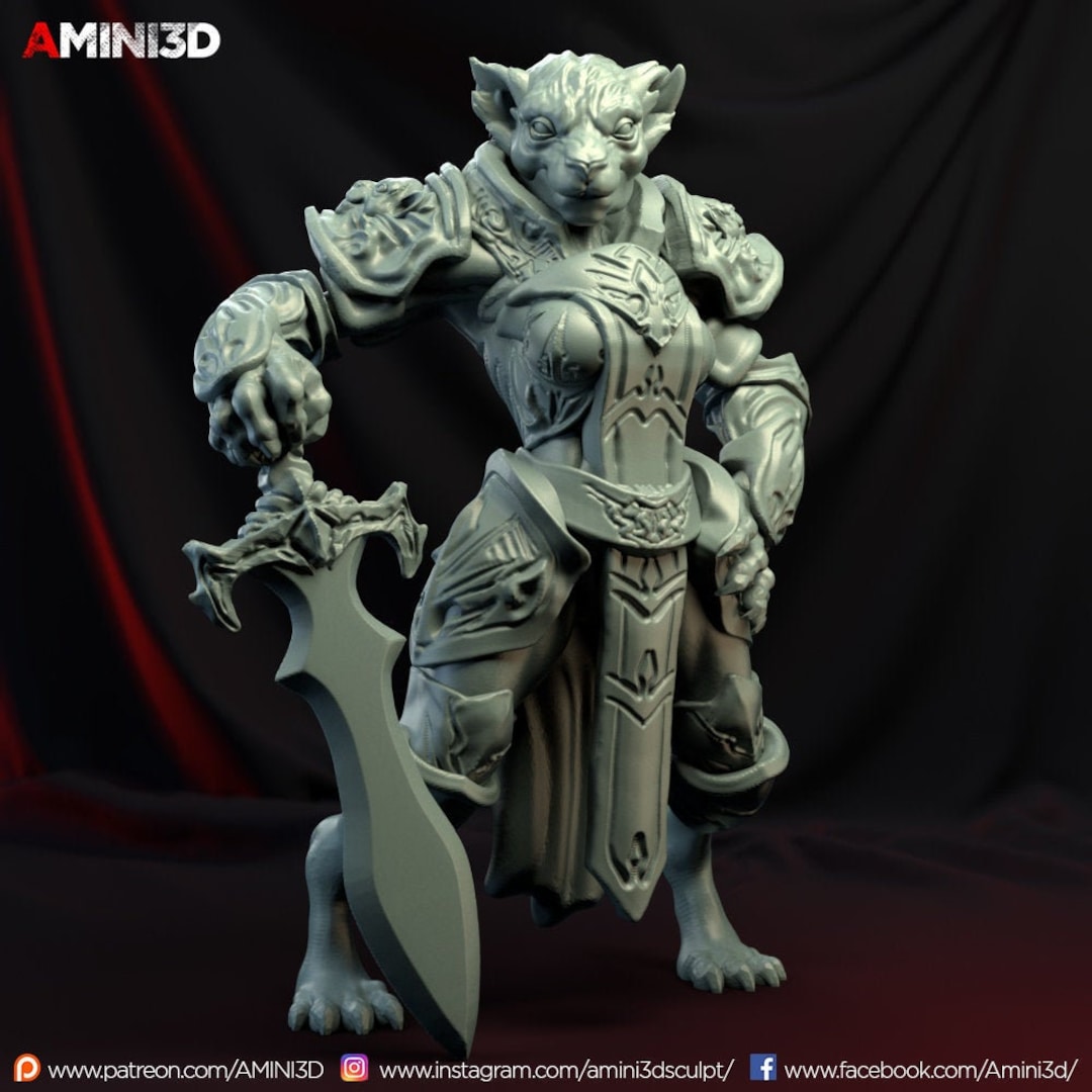 Tabaxi Paladin, Female | Fantasy Miniature | Dungeons and Dragons | Dnd ...
