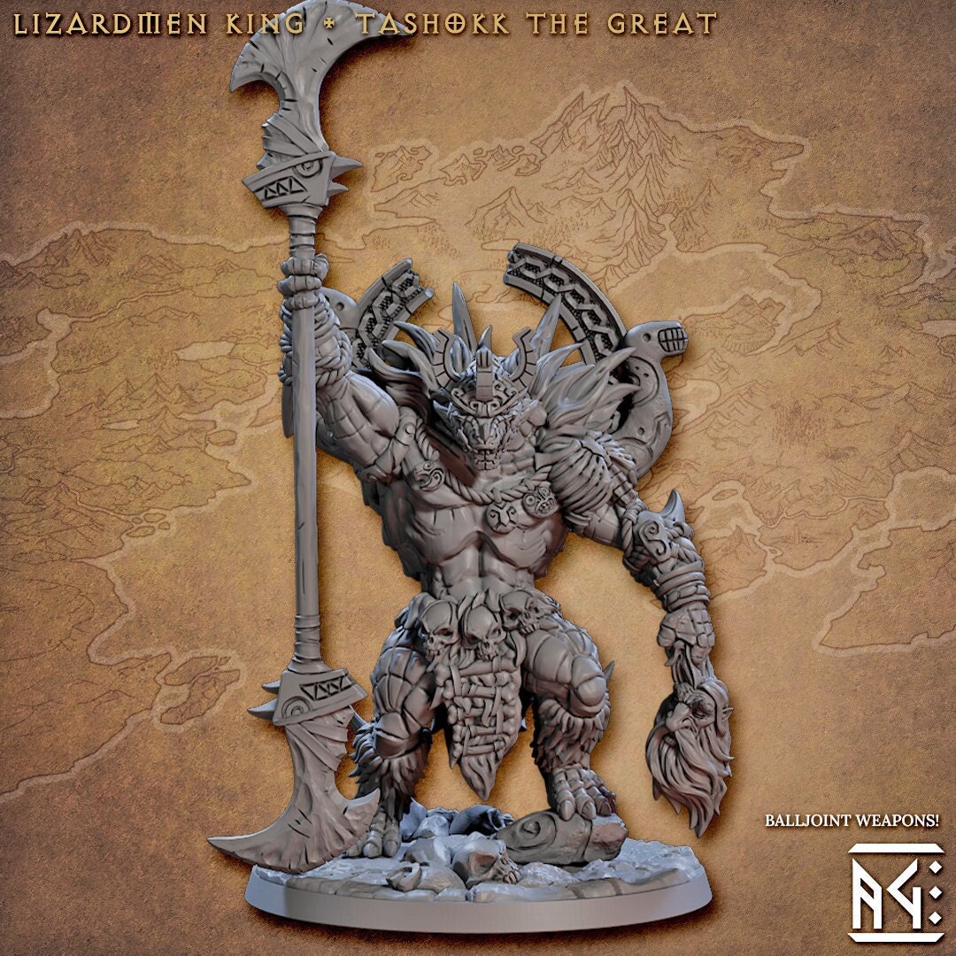 Lizardmen King - Tashokk the Great | Fantasy Miniature | Dnd Miniature ...