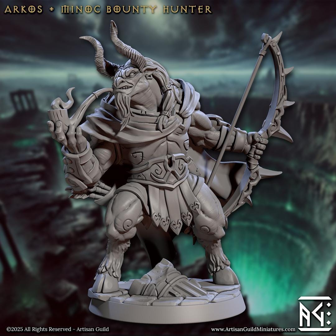Arkos Minoc Bounty Hunter Minotaur Ranger Fantasy Miniature Dungeons ...