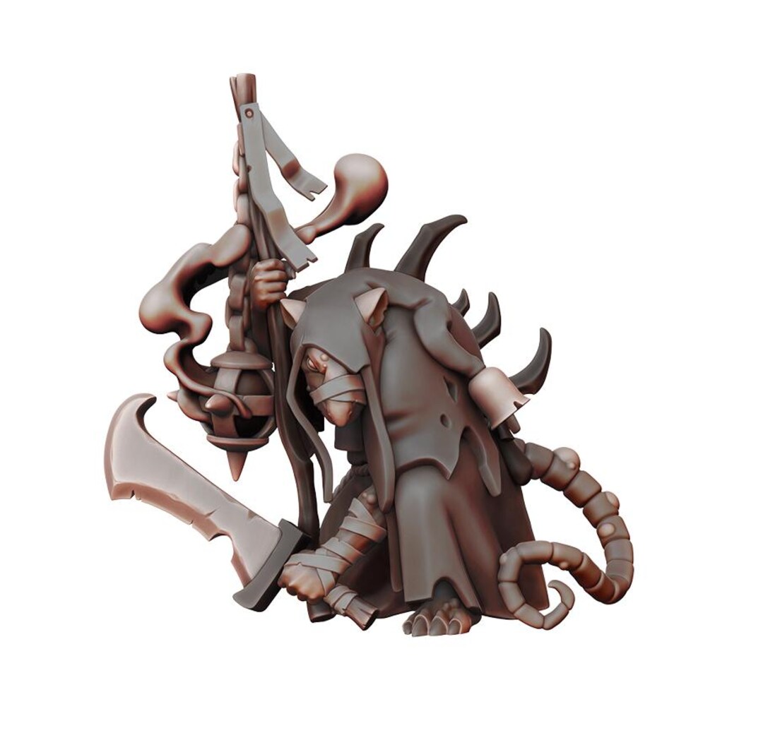 Ratfolk Plague Deacon Priest Fantasy Miniature Dungeons and Dragons ...