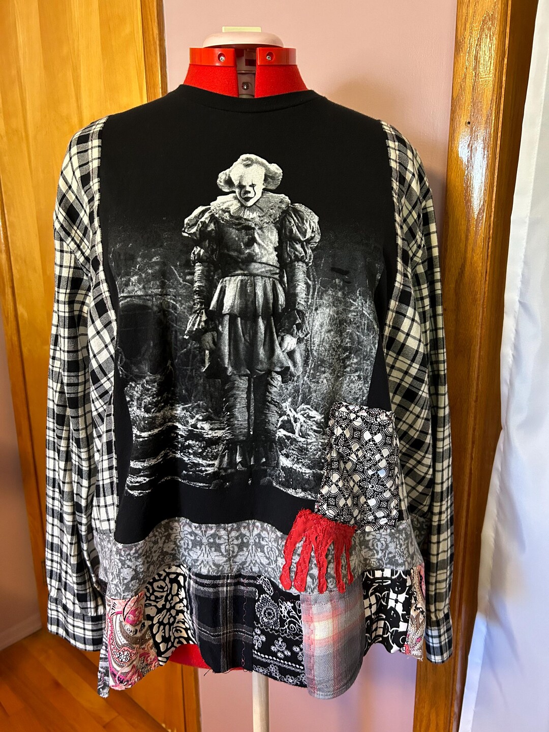Upcycled IT Pennywise Flannel Tshirt Tunic - Etsy