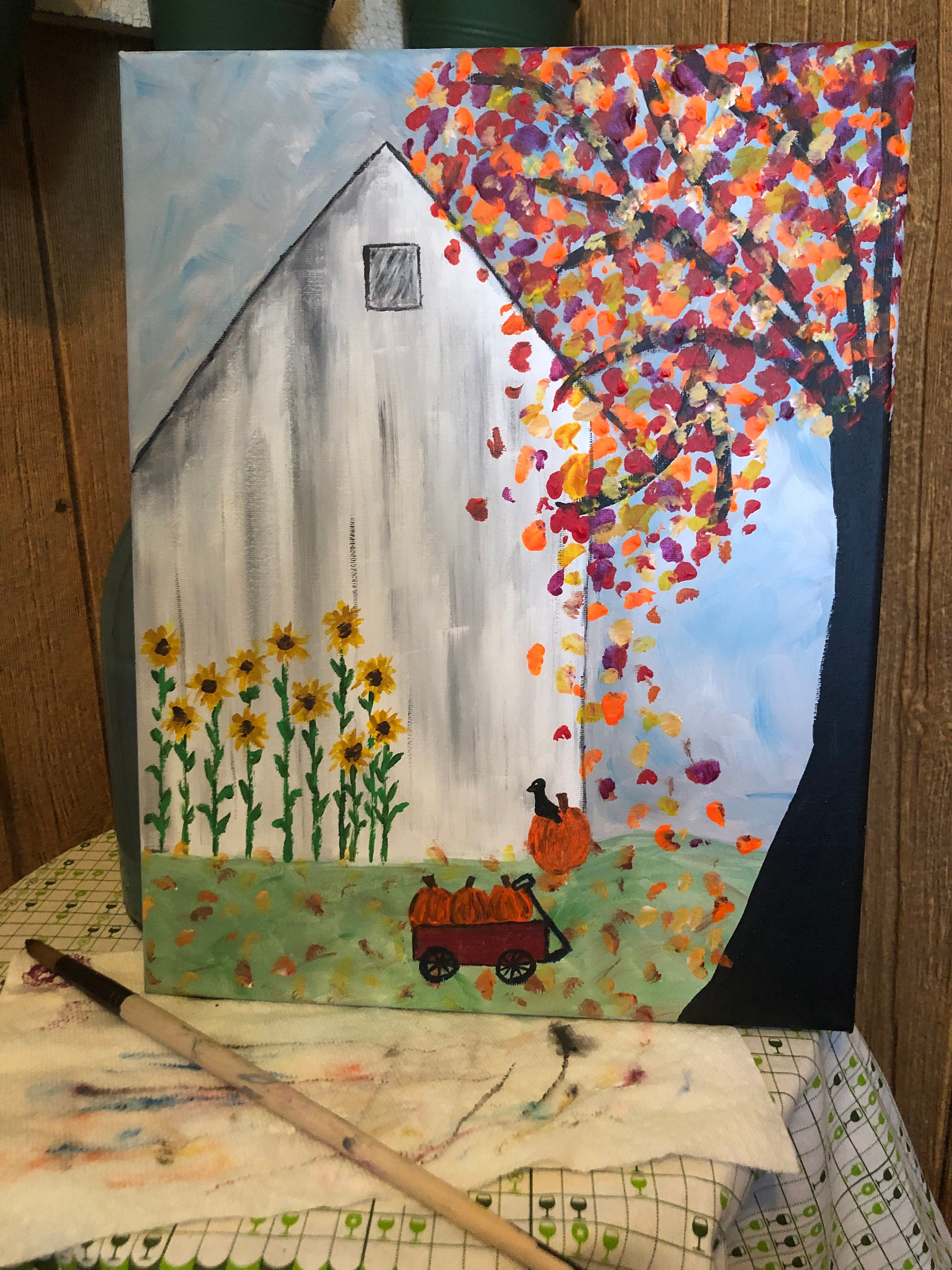 Original Acrylic Painting-Fall Scene | Etsy