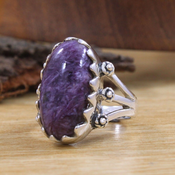 Charoite Ring - Etsy