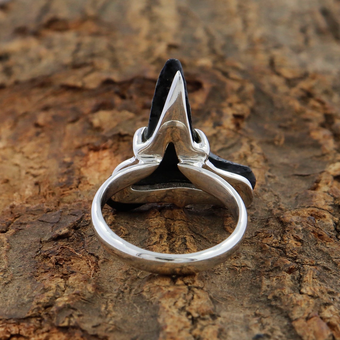 Natural Shark Tooth Gemstone Ring 925 Sterling Silver | Etsy
