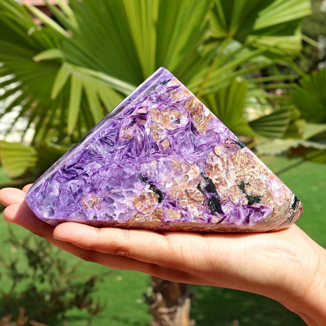 100% Natural Large Natural Purple Charoite Stone, Minerals Slab for ...