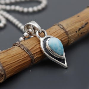 Little Larimar Teardrop Pendant, Handmade Minimalist Jewelry, 925 ...