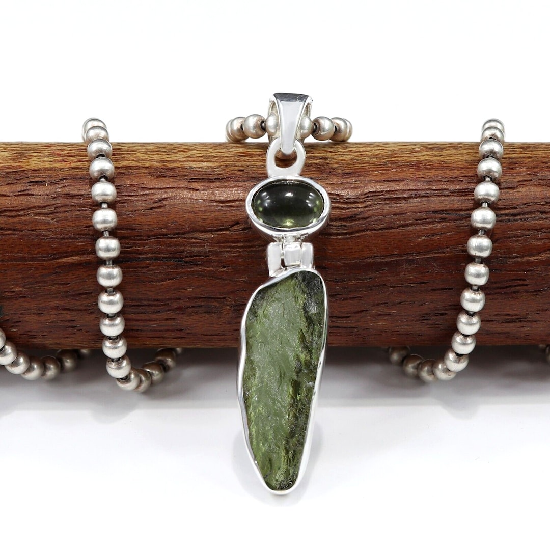 Genuine Natural Moldavite With Tourmaline Pendant, Chakra Healing ...